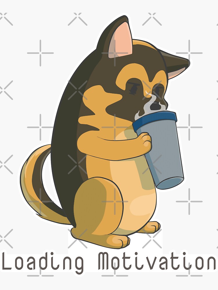 "Loading motivation with coffee - German shepherd" Sticker by AniBeanz ...