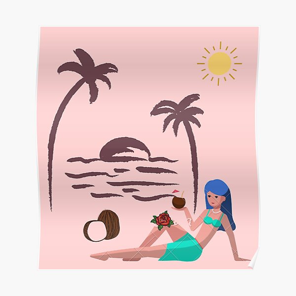 "Coconut Girl sticker" Poster for Sale by BGStar | Redbubble