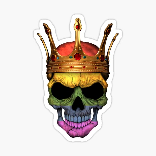 "Rainbow Flag Skull with Crown" Sticker by JeffBartels | Redbubble