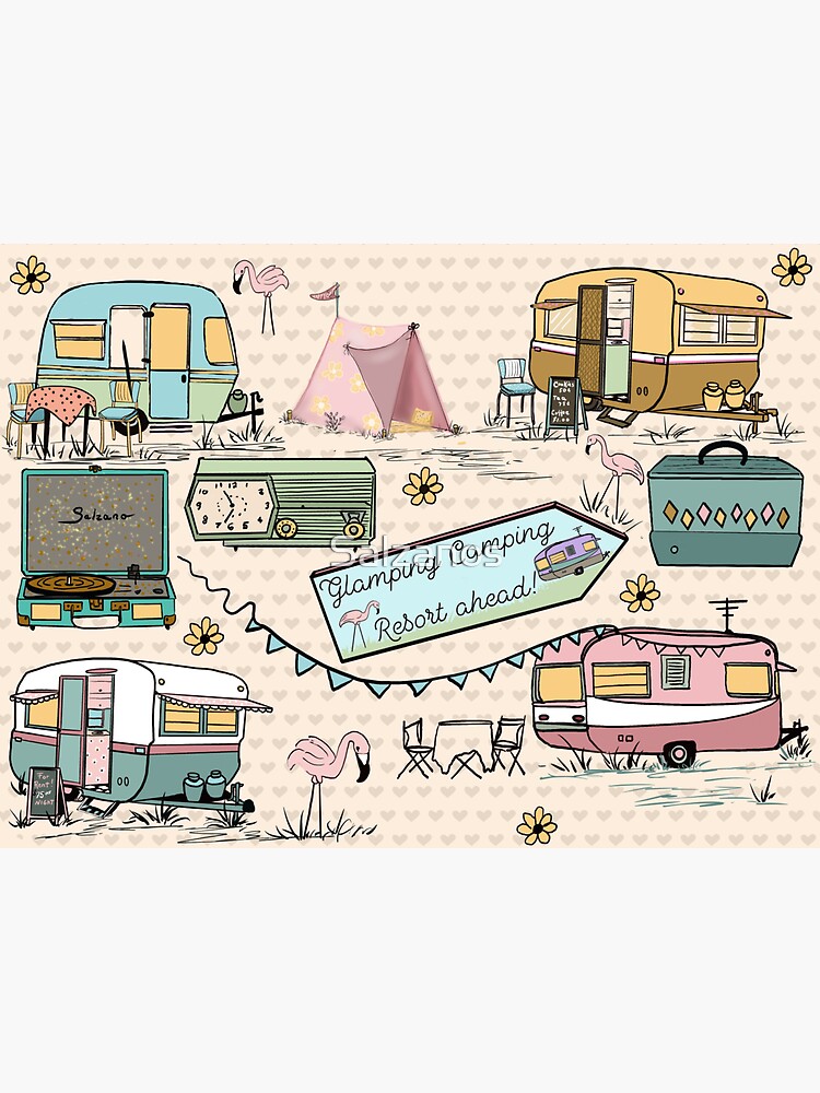 "Flamingo Travel Trailer Park" Sticker by Salzanos | Redbubble