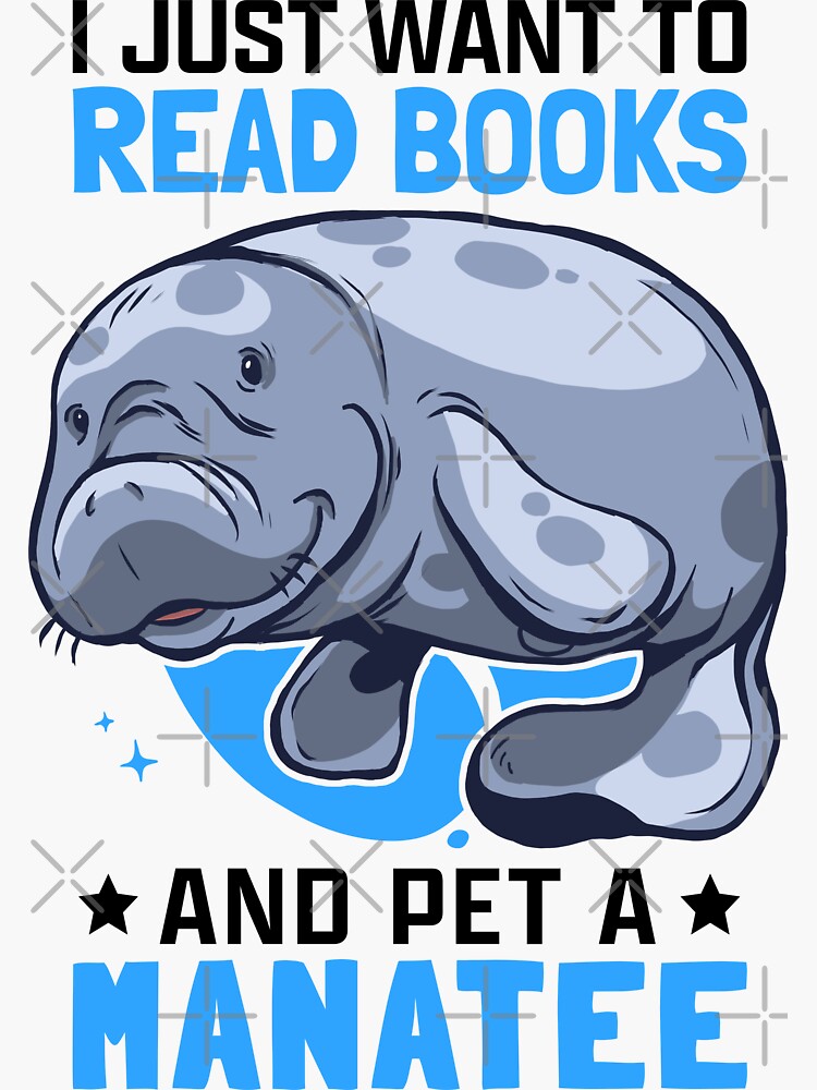 "manatees and books manatee marine mammal sea cow" Sticker by madgrfx ...