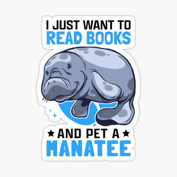 "manatees and books manatee marine mammal sea cow" Sticker by madgrfx ...