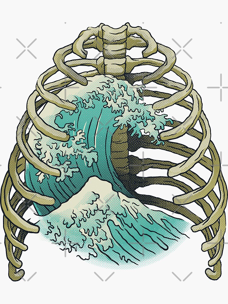 "Kanagawa Wave Ribs Bones by Tobe Fonseca" Sticker for Sale by ...