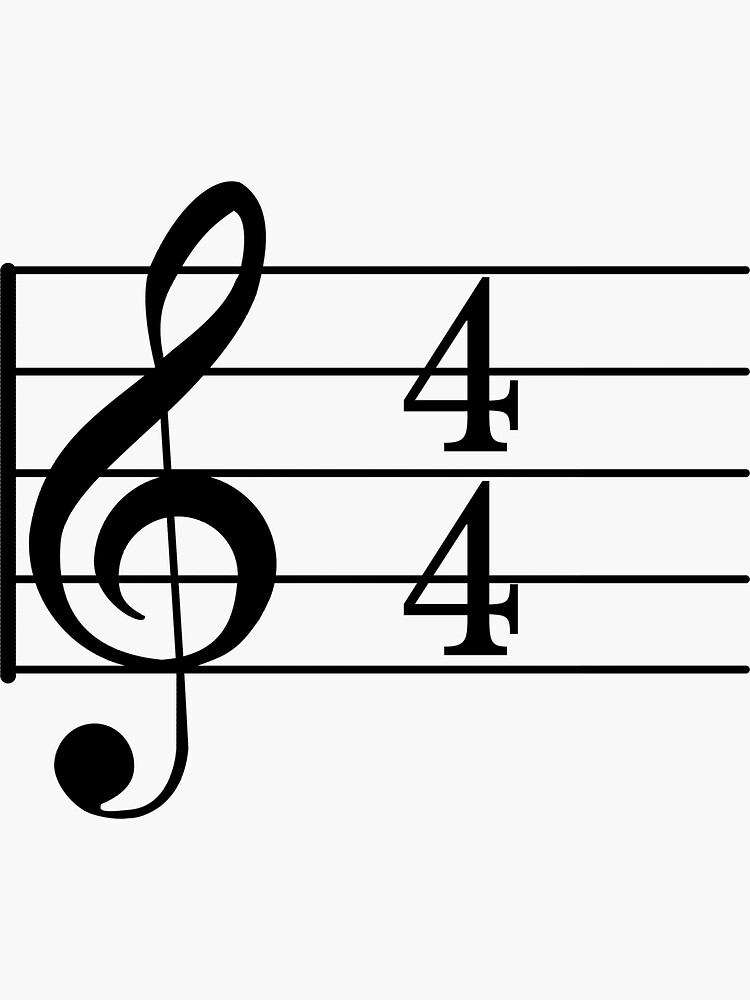 "4/4 Common Time Music + Treble Clef" Sticker by BestKeptHush | Redbubble