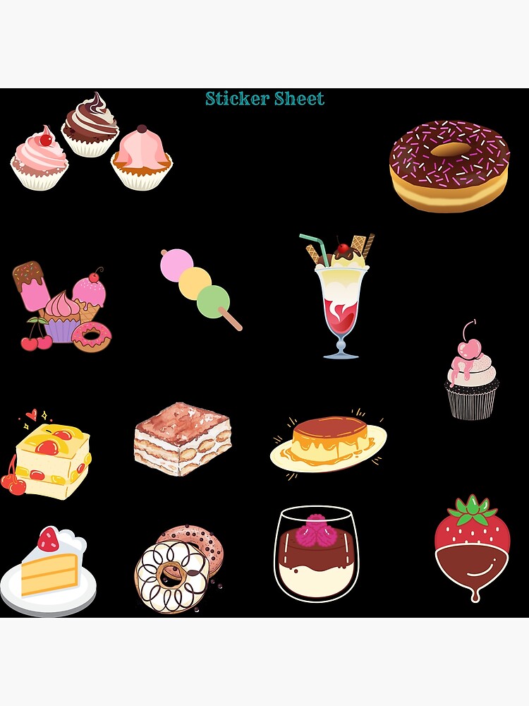 Lámina fotográfica «Hoja de pegatinas – Postres | Gastrónomo | Amante ...