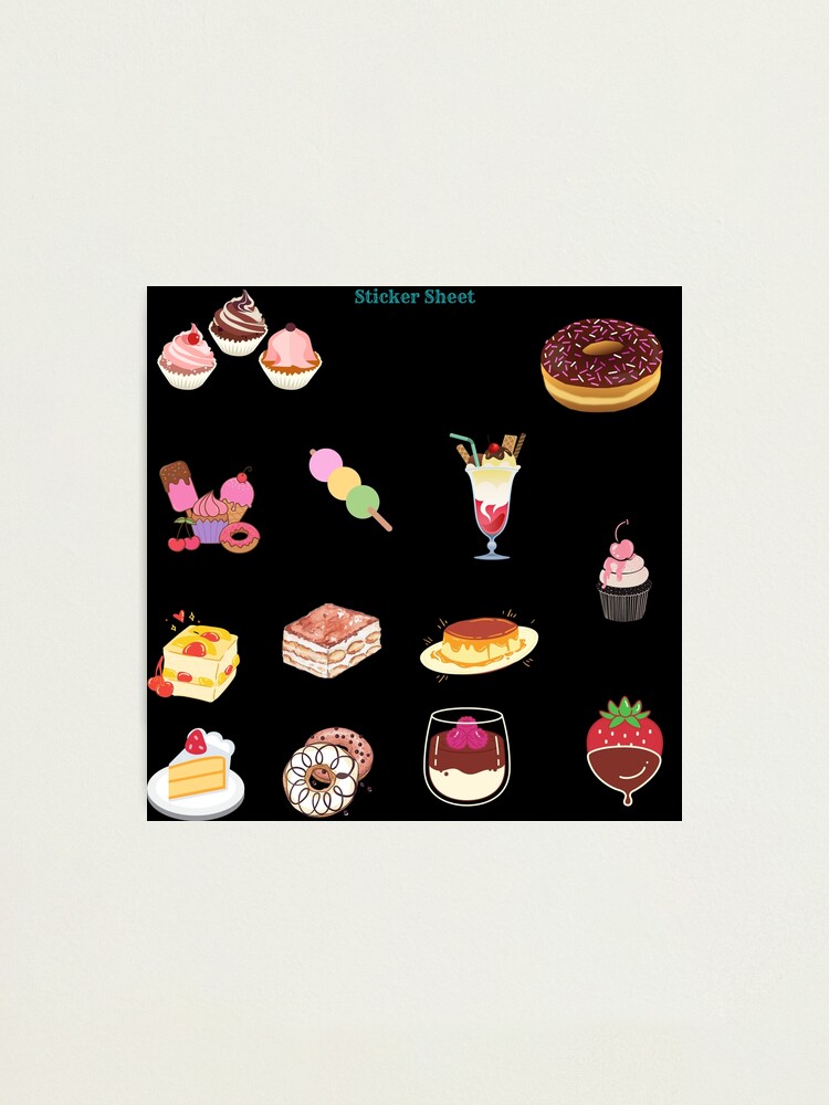 Lámina fotográfica «Hoja de pegatinas – Postres | Gastrónomo | Amante ...