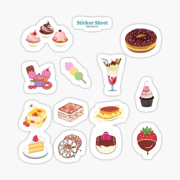 "Sticker Sheet – Desserts | Gourmet | Sweets Lover | Cake and Ice Cream ...