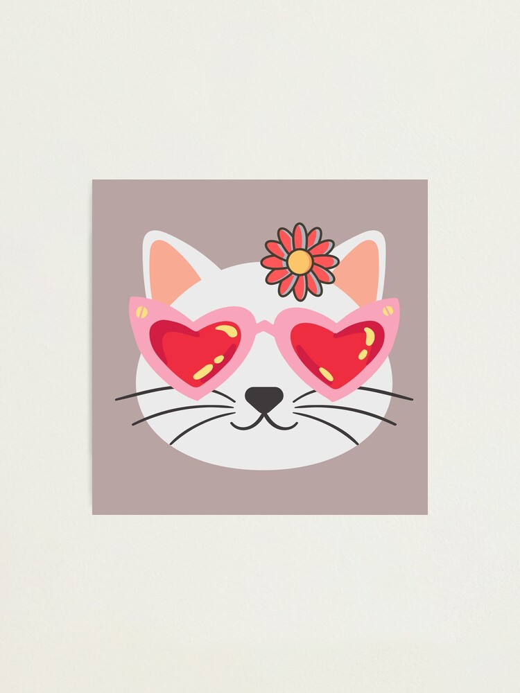 Lámina fotográfica «Cara de linda gatita con lentes, con estilo chip ...