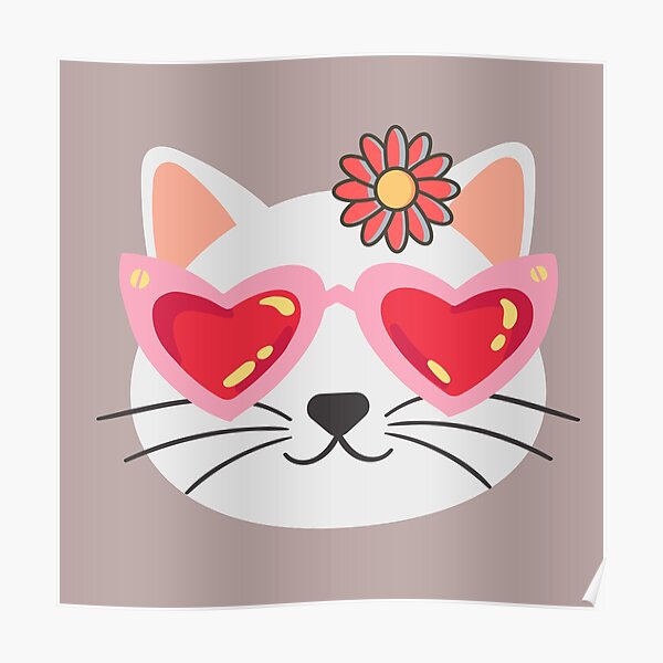 Póster «Cara de linda gatita con lentes, con estilo chip. Gata con ...