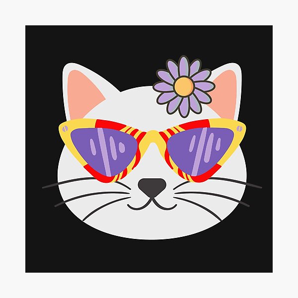 Lámina fotográfica «Cara de linda gatita con lentes, con estilo chip ...