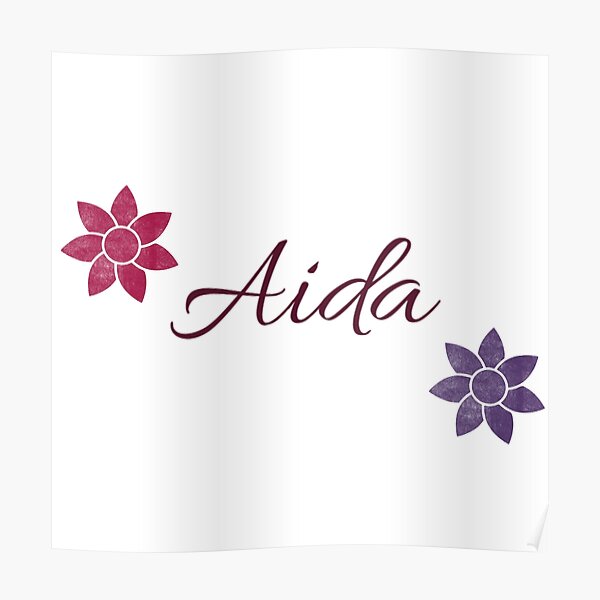 "Aida Floral Name Calligraphy Design" Poster for Sale by SbMb2000 ...