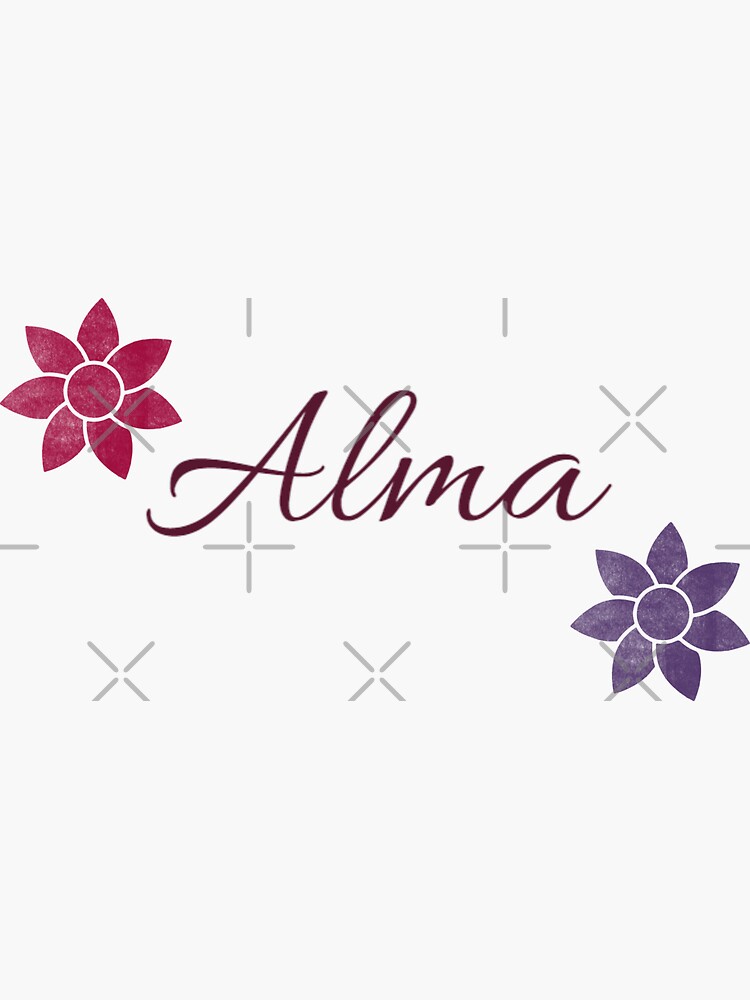 "Alma Floral Name Calligraphy Design" Sticker for Sale by Cora Gregory ...