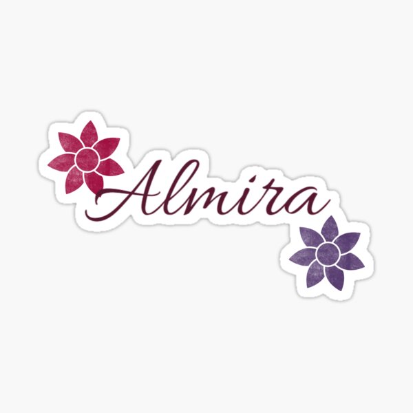 "Almira Floral Name Calligraphy Design Black Version" Sticker by ...
