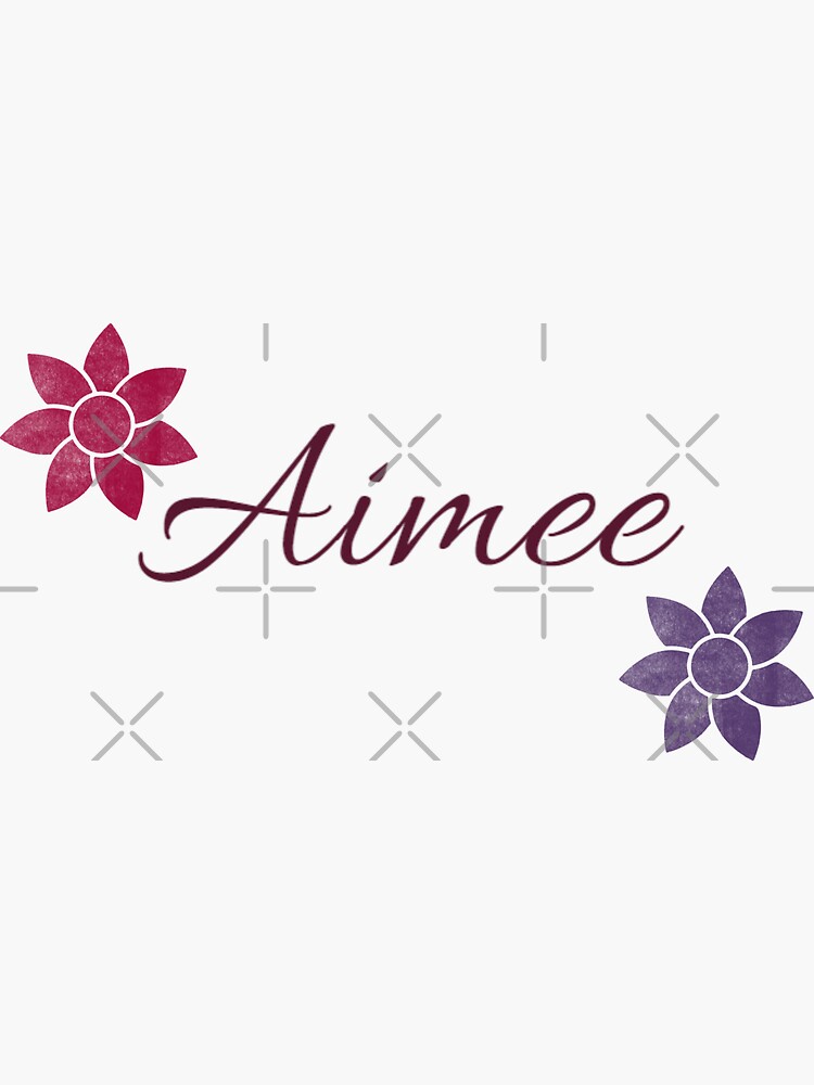 Pegatina «Aimee Nombre floral Diseño de caligrafía Versión en negro» de ...