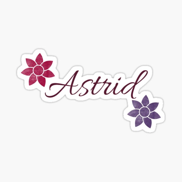 "Astrid Floral Name Calligraphy Design Black Version" Sticker by ...