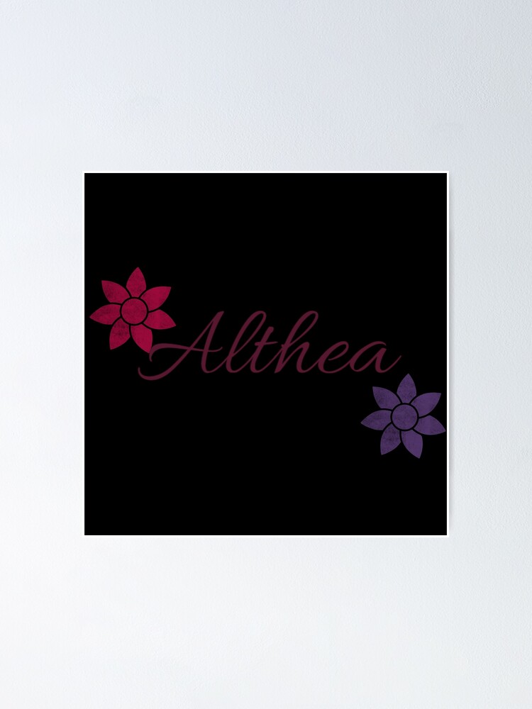 "Althea Floral Name Calligraphy Design Black Version" Poster for Sale ...