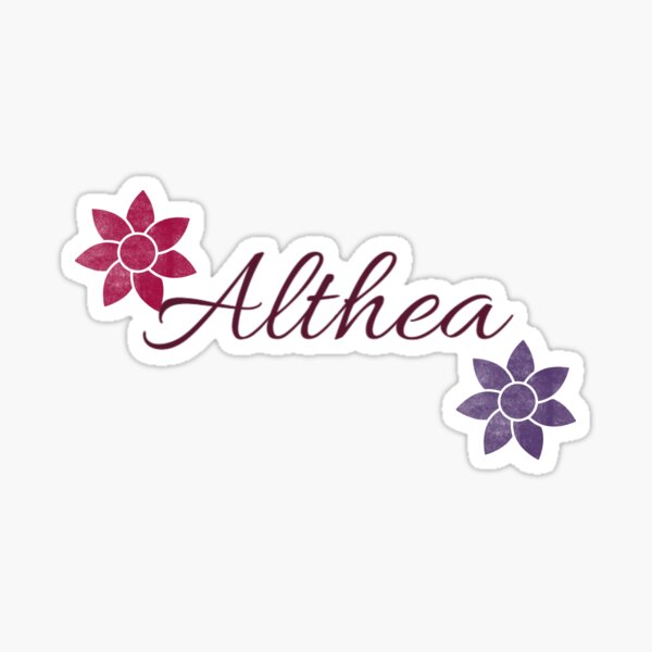 "Althea Floral Name Calligraphy Design Black Version" Sticker by ...