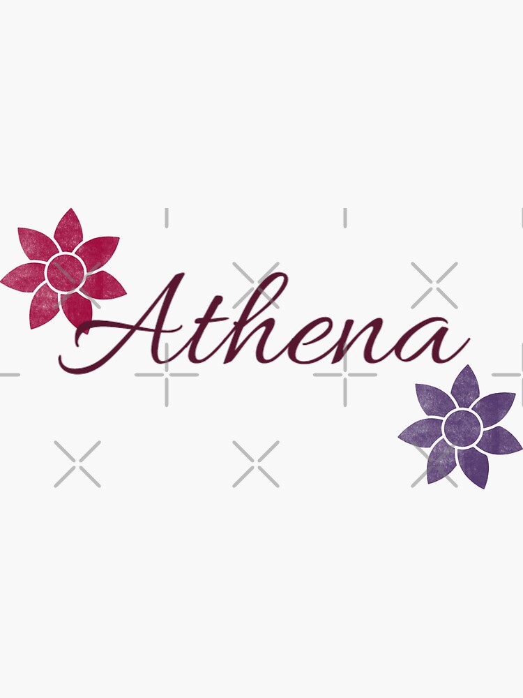 "Athena Floral Name Calligraphy Design Black Version" Sticker for Sale ...