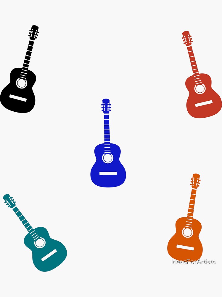"Guitar Sticker Pack Set of 5 Colorful Guitars" Sticker by ...