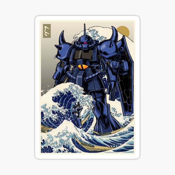 "Hokusai Gouf Gundam" Sticker by tonchop | Redbubble