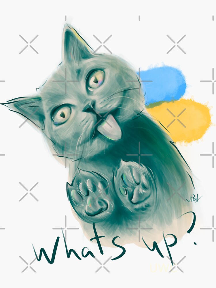 "UWC | Whats Up Cat" Sticker for Sale by JuliaPod1art | Redbubble
