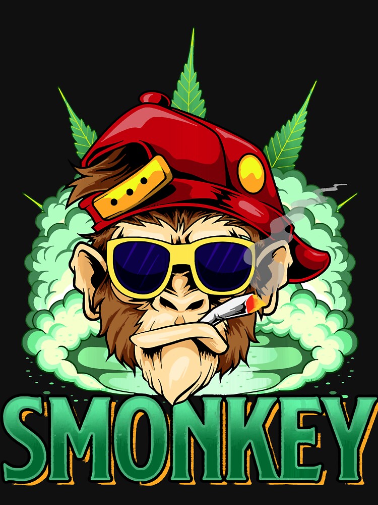 "Cool Monkey Smoking Weed Joint Smonkey Marijuana 420 Pot" T-shirt for ...