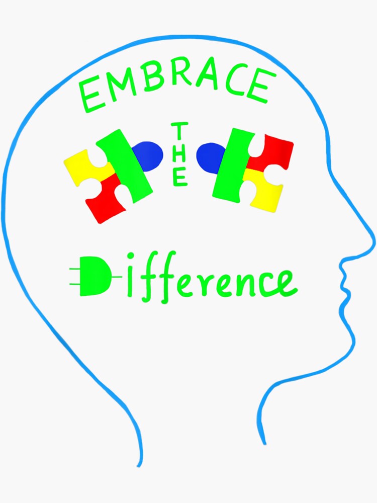 "Oviyam Autism Awareness Embrace Difference Puzzle" Sticker by ...