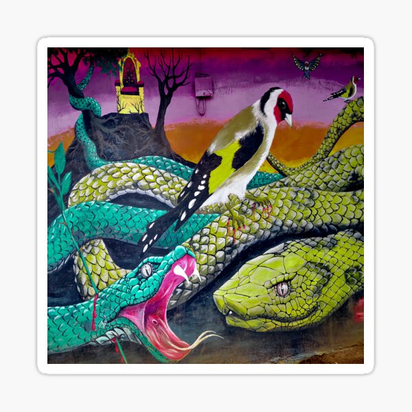 "Graffiti snake and birds " Sticker by anisbbmbrush | Redbubble