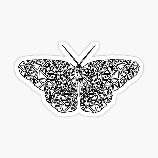 "Black and White Butterfly Wireframe Vaporware Style Mosaic" Sticker ...