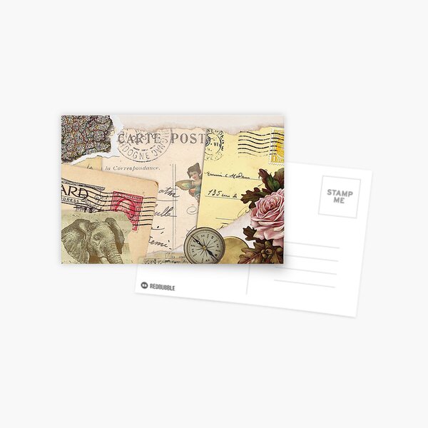 "Retro postcards collage" Postcard for Sale by Salomėja Misė | Redbubble