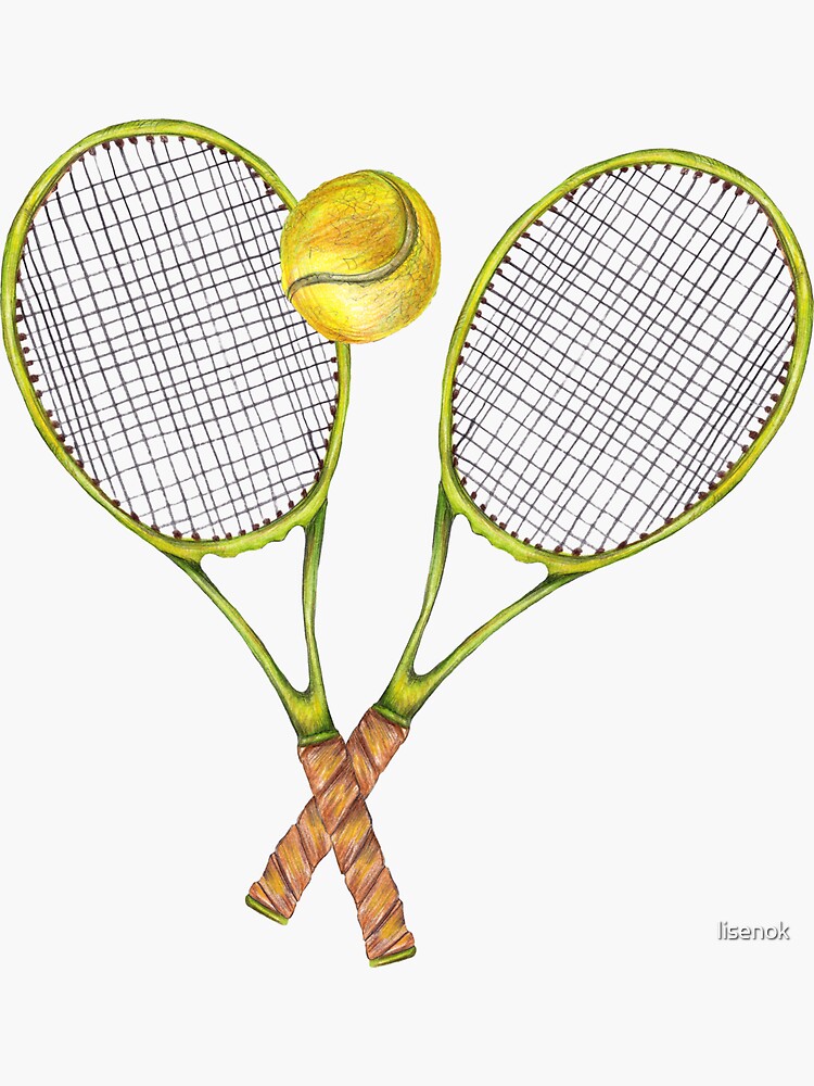 "two Tennis rackets with tennis ball" Sticker for Sale by lisenok ...