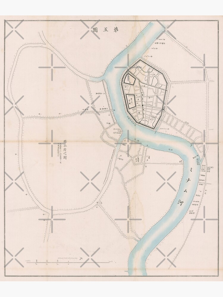"1875 Siamese travel map showing the Royal Palace, Japanese, Meiji ...