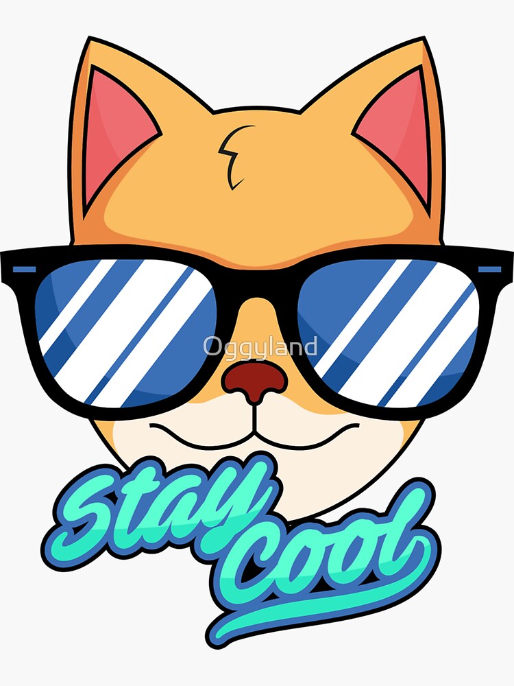 "Cuddly Creatures -Stay Cool Cat - Classic T-Shirt" Sticker for Sale by ...