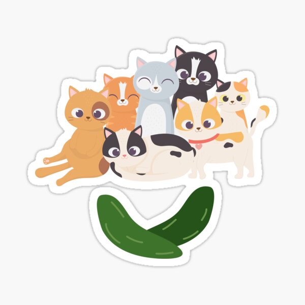 "Cats vs Cucumbers" Sticker by tispooponmyhead | Redbubble