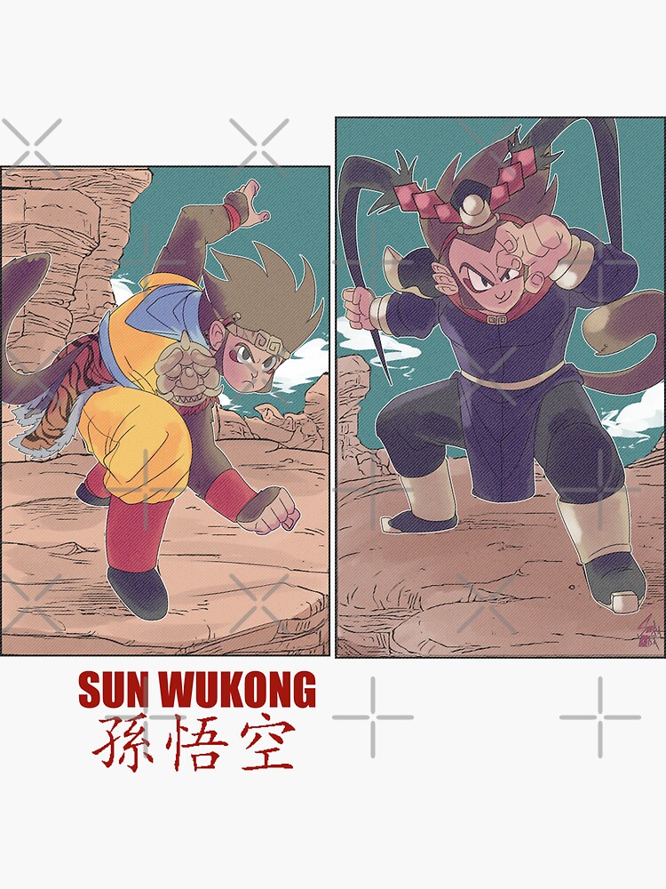 "Sun Wukong vs Six Eared Macaque Print" Sticker by sobaOda | Redbubble