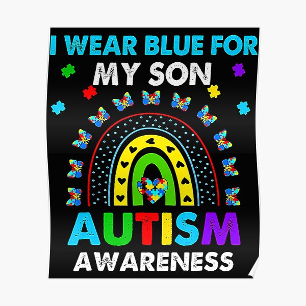 Póster «Rainbow Me pongo azul para mi hijo Conciencia del autismo» de ...