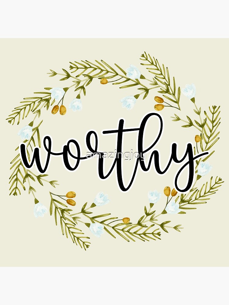 "You Are Worthy Wreath Black Calligraphy" Poster for Sale by amazingjoy ...