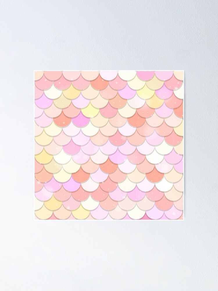 "Pastel Salmon-Pink Mermaid Pattern " Poster for Sale by blackpensieve ...