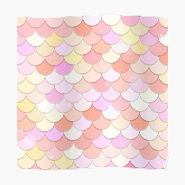 "Pastel Salmon-Pink Mermaid Pattern " Poster for Sale by blackpensieve ...