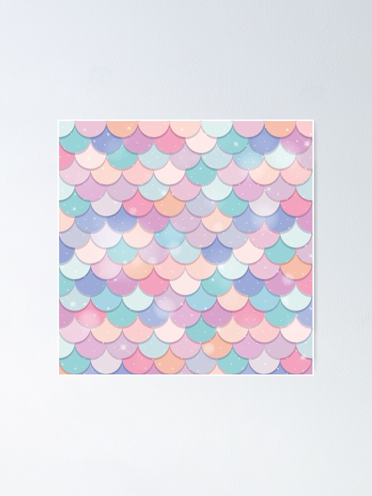 "Salmon-Blue Mermaid Pattern " Poster for Sale by blackpensieve | Redbubble