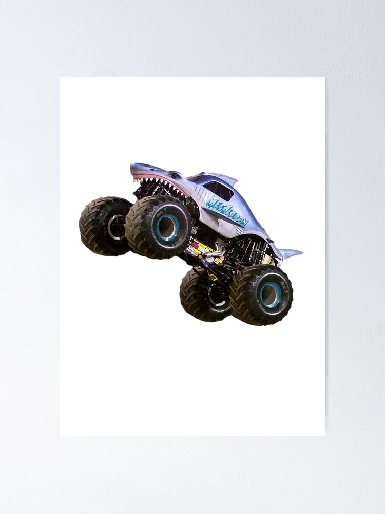 "Megalodon - Monster Truck - Sky Wheelie" Poster by KingFloki | Redbubble