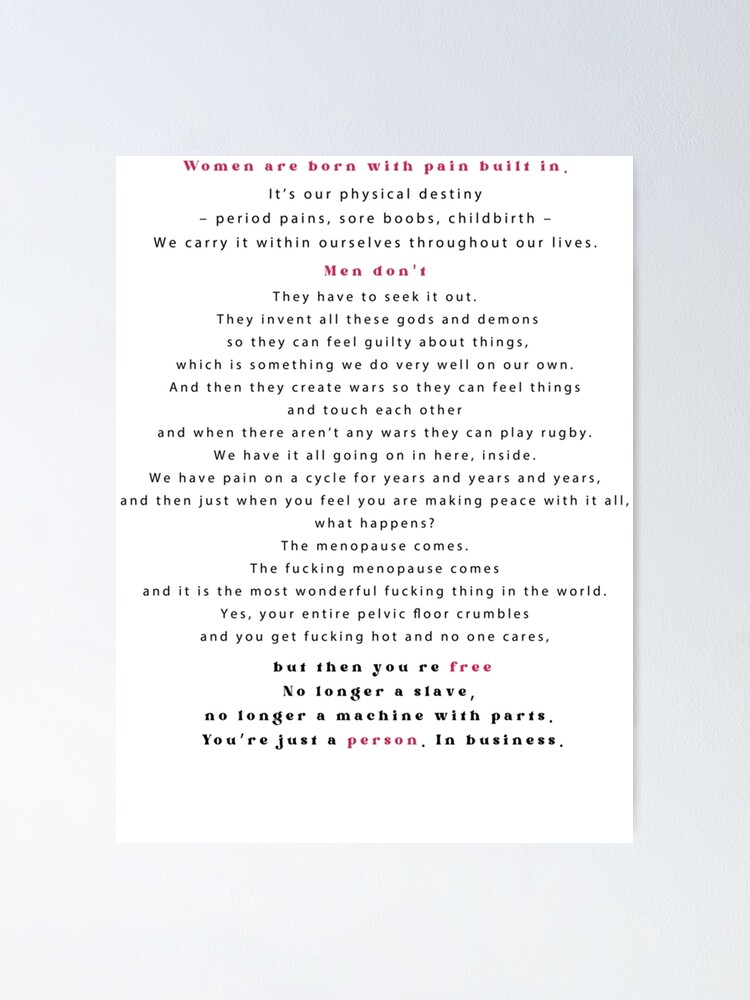 "fleabag - woman are born with pain built in " Poster for Sale by ...