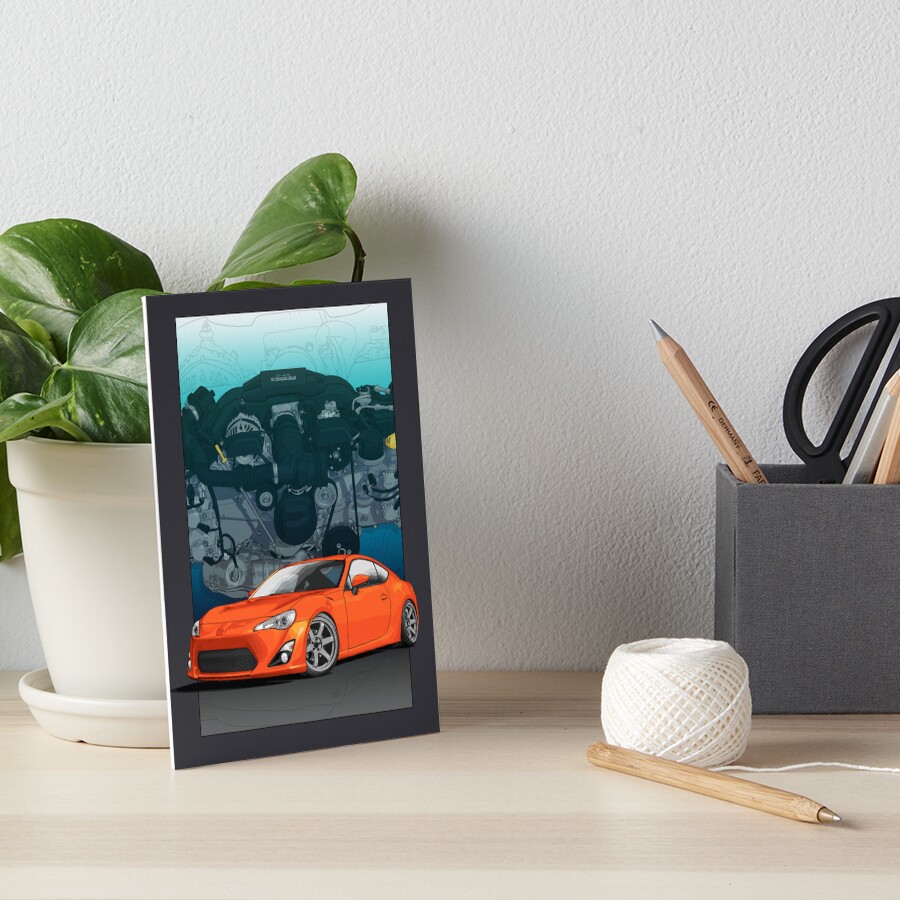 " Orange GT-86 Illustration with 4u gse engine backdrop" Art Board ...