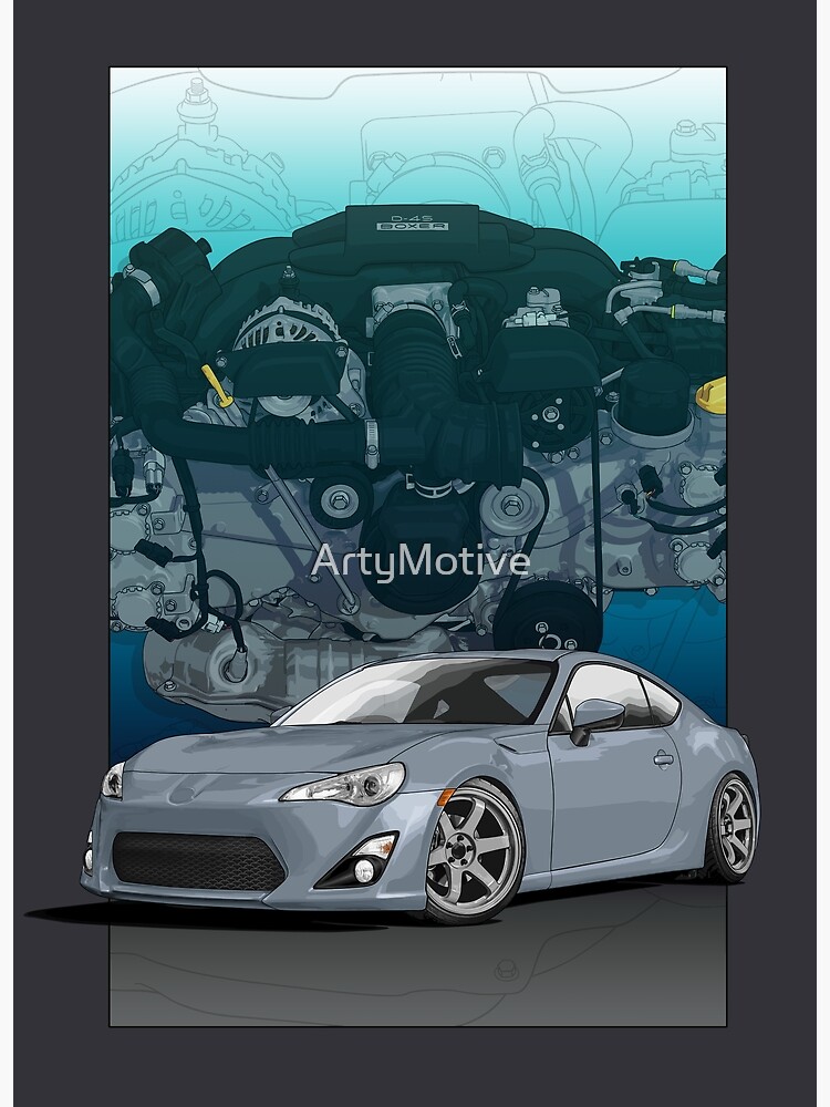 "Silver GT-86 Illustration with 4u gse engine backdrop" Poster for Sale ...