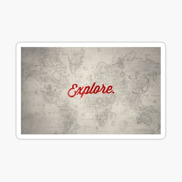 "explore travelling world map " Sticker for Sale by lolamay- | Redbubble