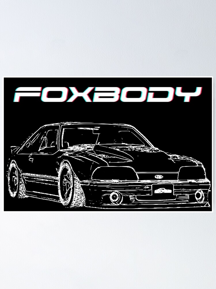 "Third Gen Mustang Foxbody Fox Body Custom Line Art " Poster by ...