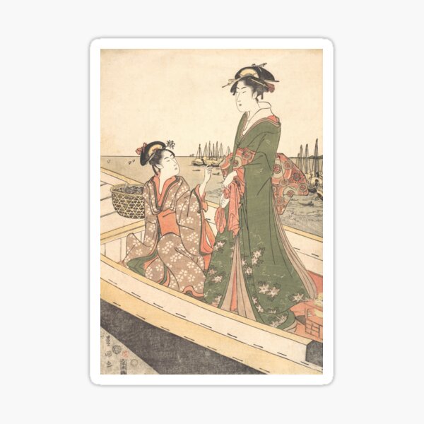 "Two Women in a Boat with Mussels" Sticker by jillatjasper | Redbubble