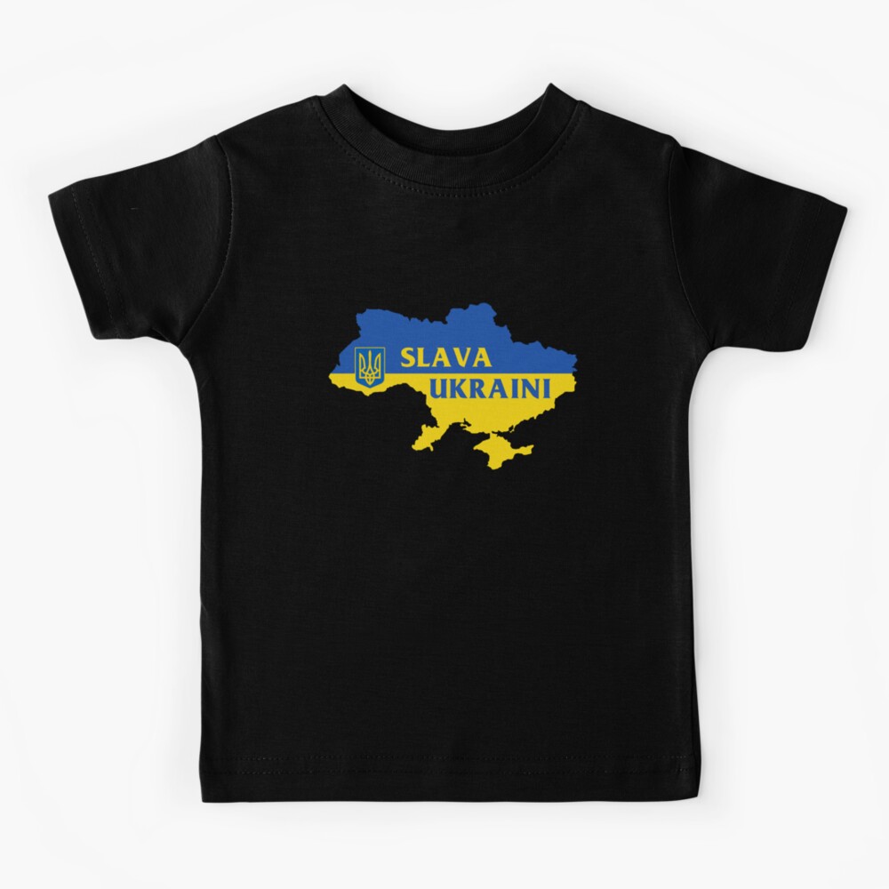 "Slava Ukraini Ukrainian map flag tryzub " Kids T-Shirt by Noah-4rt ...
