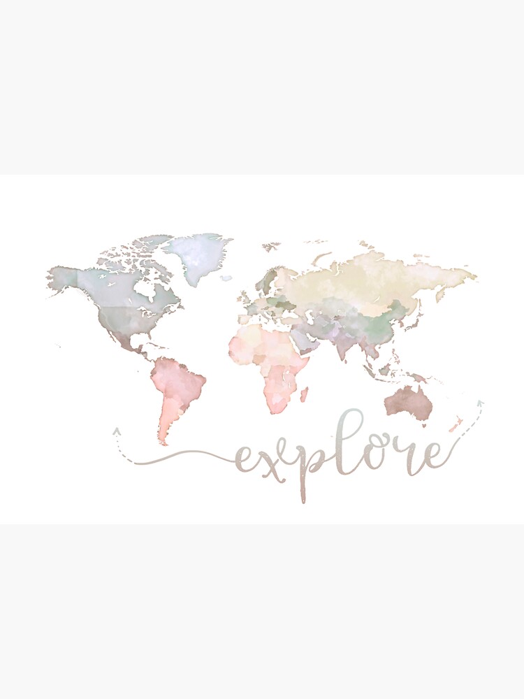"Explore, Pastel World Map " Sticker by SzafranskiArtur | Redbubble