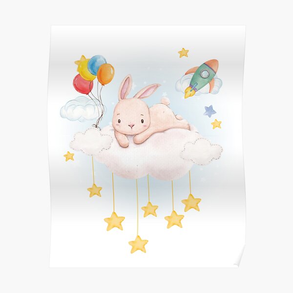 "Cute pink rabbit" Poster for Sale by ashwas | Redbubble